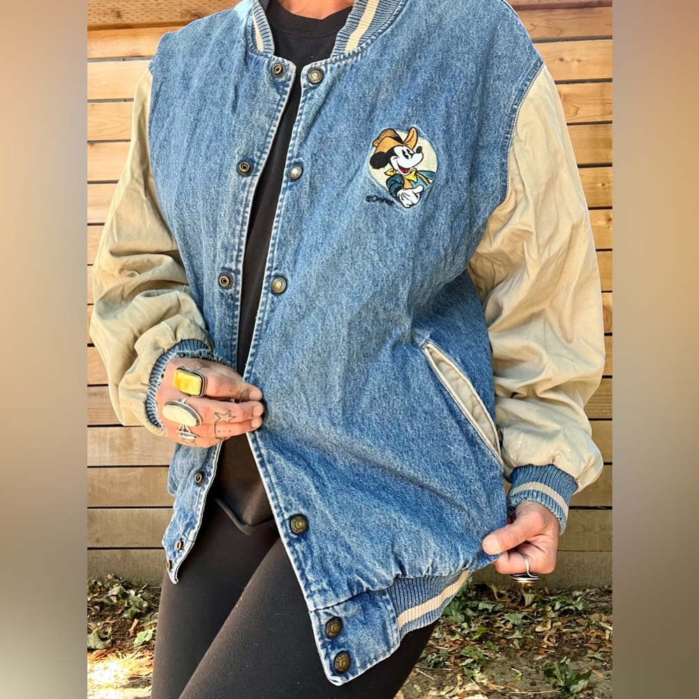 1990’s Vintage Mickey Rodeo Team Distressed Denim Jac… - Gem